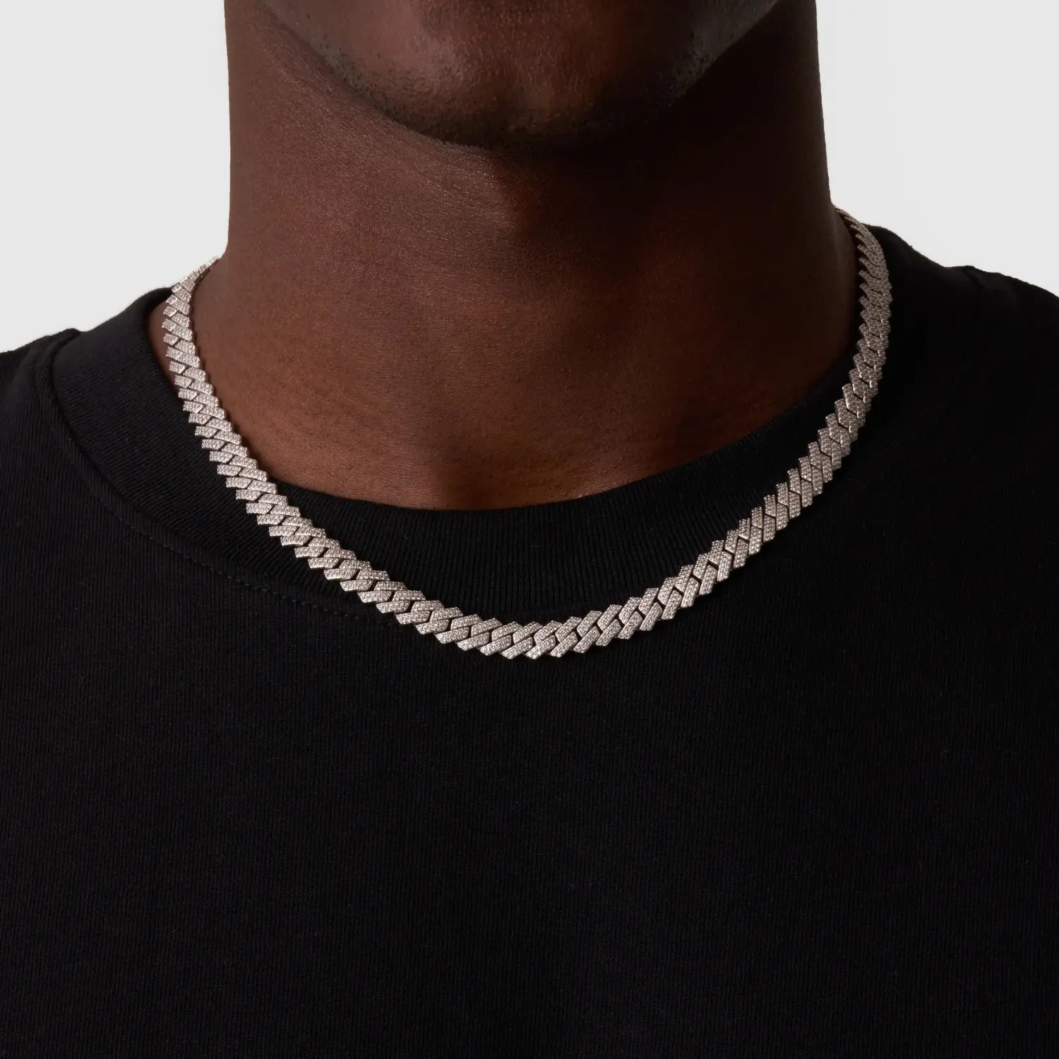 Prong Link Iced Cuban (Silver) 8mm - DVVX CHAINS